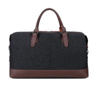 China Large Capacity Travel Duffel Bag Leather Black Canvas Shoulder Crossbody Weekend for sale
