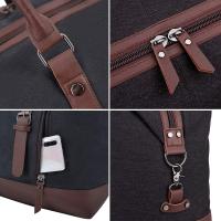 China Large Capacity Travel Duffel Bag Leather Black Canvas Shoulder Crossbody Weekend for sale