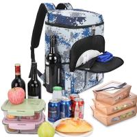 China Food Camo Insulated Cooler Bag Backpack Lunch Pockets 34x23x43cm for sale
