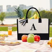 China Canvas Tote Monogram Custom Travel Bag For Teacher Mother Birthday for sale