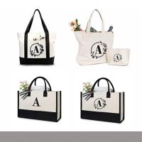 China Canvas Tote Monogram Custom Travel Bag For Teacher Mother Birthday for sale