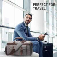 China Custom Large capacity Waterproof Genuine Leather Canvas Overnight Weekender Travel Bag for sale