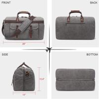 China Custom Large capacity Waterproof Genuine Leather Canvas Overnight Weekender Travel Bag for sale