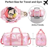 China Water Resistant Polyester Metalic Pink Color Overnight Weekender Gym Dance Bag with Wet pocket for sale