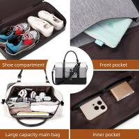China Canvas Large Weekender Foldable Carry On Travel Duffel Bag with leather shoes compartment for sale