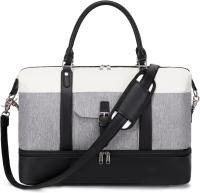 China Canvas Large Weekender Foldable Carry On Travel Duffel Bag with leather shoes compartment for sale