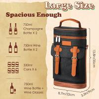 China 600D Polyester Thermal Custom Insulated Cooler Bag 2 Bottle Portable Tote Carrier for sale