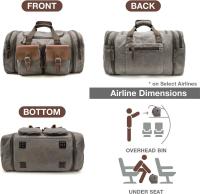 China Canvas Genuine Leather Carry On Travel Bag Large Capacity 50L Expandable for sale