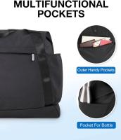 China Black Foldable Dry Wet Travel Bag Lightweight Carry On Tote With Shoulder Strap for sale