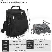 China Black Large Capacity Unisex 10 Can Insulated Golf Custom Travel Cooler Bag with shoulder strap for sale