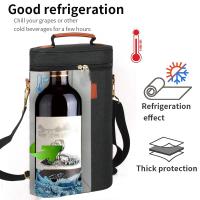 China Leakproof  Insulated Padded 2 Bottle  Gift Tote Carrier Custom Travel Wine Bag with shoulder strap for sale