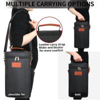 China Leakproof  Insulated Padded 2 Bottle  Gift Tote Carrier Custom Travel Wine Bag with shoulder strap for sale