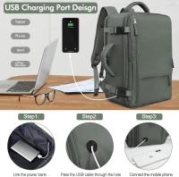 China Casual Carry On Luggage Bag Olive Green Duffel Travel Bag With USB Charging Port for sale