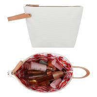 China White Blank Canvas Makeup Bag Pouch With Fashion Interior Lining 11X4X8 Inch for sale