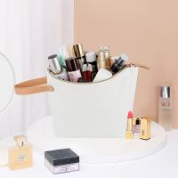 China White Blank Canvas Makeup Bag Pouch With Fashion Interior Lining 11X4X8 Inch for sale