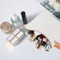 China White Blank Canvas Makeup Bag Pouch With Fashion Interior Lining 11X4X8 Inch for sale