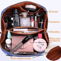 China Portable Travel Cosmetic Bag Plaid Checkered Waterproof With Handle And Divider for sale