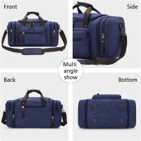 China Durable Canvas Blue Weekender Overnight Bag Sports Gym Yoga Messenger Bag With Handle for sale