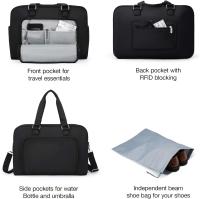 China Black Durable Waterproof Weekender Overnight Bag Carry On Travel Bag With Shoe Bag for sale
