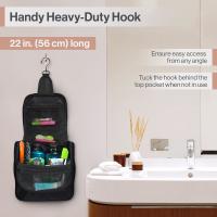 China Custom Large Waterproof Black Travel Hanging Toiletry Bag For Makeup And Shaving Supplies for sale