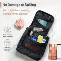 China Custom Large Waterproof Black Travel Hanging Toiletry Bag For Makeup And Shaving Supplies for sale