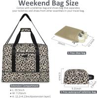 China Leopard Expandable Large Weekender Overnight Waterproof Carry on Shoulder Tote Travel Bag ith Toiletry Bag for sale