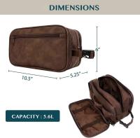 China Dark Brown Water-resistant Dopp Kit PU Leather Shaving Pouch Organizer Travel Bag for Accessories Cosmetic  Hygiene for sale