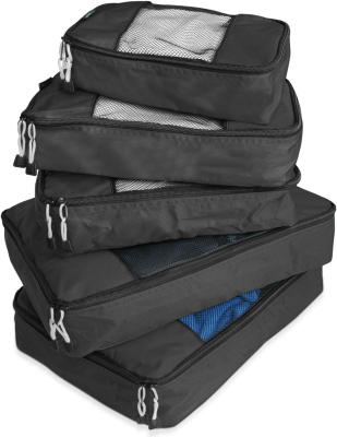 China Black Large Capapcity Luggage Packing Organization Cubes 5 Pack Travel Bag with Mesh for sale