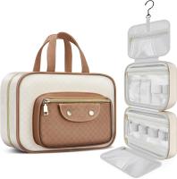 China Water-resistant Creamy White Toiletry Hanging Makeup Cosmetic Organizer Travel Bag for Full Sized Toiletries Accessorie for sale