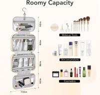 China Water-resistant Creamy White Toiletry Hanging Makeup Cosmetic Organizer Travel Bag for Full Sized Toiletries Accessorie for sale
