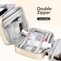 China Water-resistant Creamy White Toiletry Hanging Makeup Cosmetic Organizer Travel Bag for Full Sized Toiletries Accessorie for sale