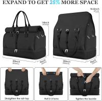 China Black Canvas Carry on Expandable Weekender Airplanes Toiletry Travel Bag with Shoe Compartment and USB Charging Port for sale
