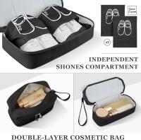 China Black Canvas Carry on Expandable Weekender Airplanes Toiletry Travel Bag with Shoe Compartment and USB Charging Port for sale