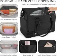 China Black Canvas Carry on Expandable Weekender Airplanes Toiletry Travel Bag with Shoe Compartment and USB Charging Port for sale