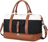 China Cavas Weekender Carry on Duffel Travel Bag with Leather Shoes Compartment for Men for sale