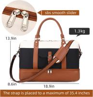 China Cavas Weekender Carry on Duffel Travel Bag with Leather Shoes Compartment for Men for sale