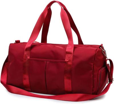 China Red Large Sports Gym Weekender Training Swim Yoga Travel Bag with Wet Pocket and Shoes Compartment for sale