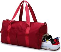 China Red Large Sports Gym Weekender Training Swim Yoga Travel Bag with Wet Pocket and Shoes Compartment for sale