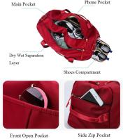 China Red Large Sports Gym Weekender Training Swim Yoga Travel Bag with Wet Pocket and Shoes Compartment for sale