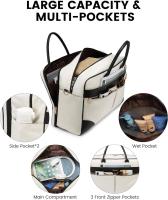 China Large Beige  Carry On Overnight Duffle Airplane Approved Travel Bag with Laptop Compartment for sale