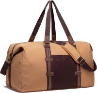 China Extra Large 55L Brown Waterproof Canvas Custom Travel Bag for Women Mens for sale