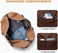China Extra Large 55L Brown Waterproof Canvas Custom Travel Bag for Women Mens for sale