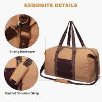 China Extra Large 55L Brown Waterproof Canvas Custom Travel Bag for Women Mens for sale