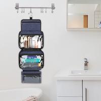 China Large Hanging Toiletry Bag With Compartments 300D PVC Snowflake Travel Women'S for sale