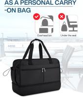 China Large Black 40L Carry On Weekend Overnight Bag Sports Gym Yoga Custom With Shoe pockets for sale