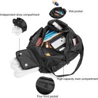China Polyester Black Yoga Gym Sports Customizable Duffle Bags With Wet Dry Storage Pockets for sale
