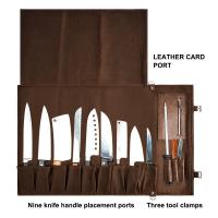 China 9 Pocket Custom Knife Bag Kitchen Roll Waxed Canvas Heavy Duty 29x18