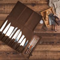 China 9 Pocket Custom Knife Bag Kitchen Roll Waxed Canvas Heavy Duty 29x18