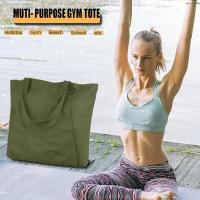 China Large Durable Green Color Cotton Sports Customizable Duffle Bags With Shoes Compartment Pocket for sale