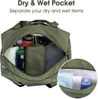 China Green Portable Overnight Weekender Bag Gym Duffel Bag With Wet Pocket Shoes Compartment for sale